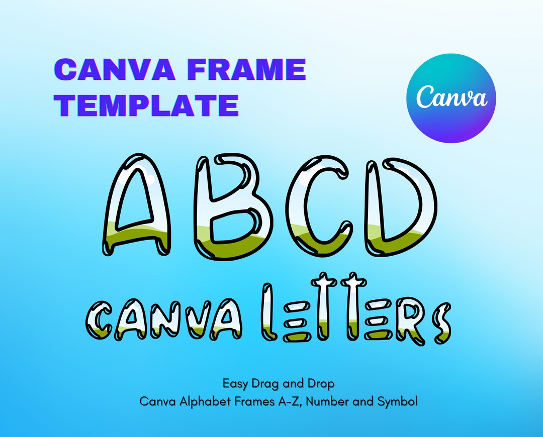 Canva Letters Frame Alphabet Template, UPPERCASE and Numbers, Editable ...