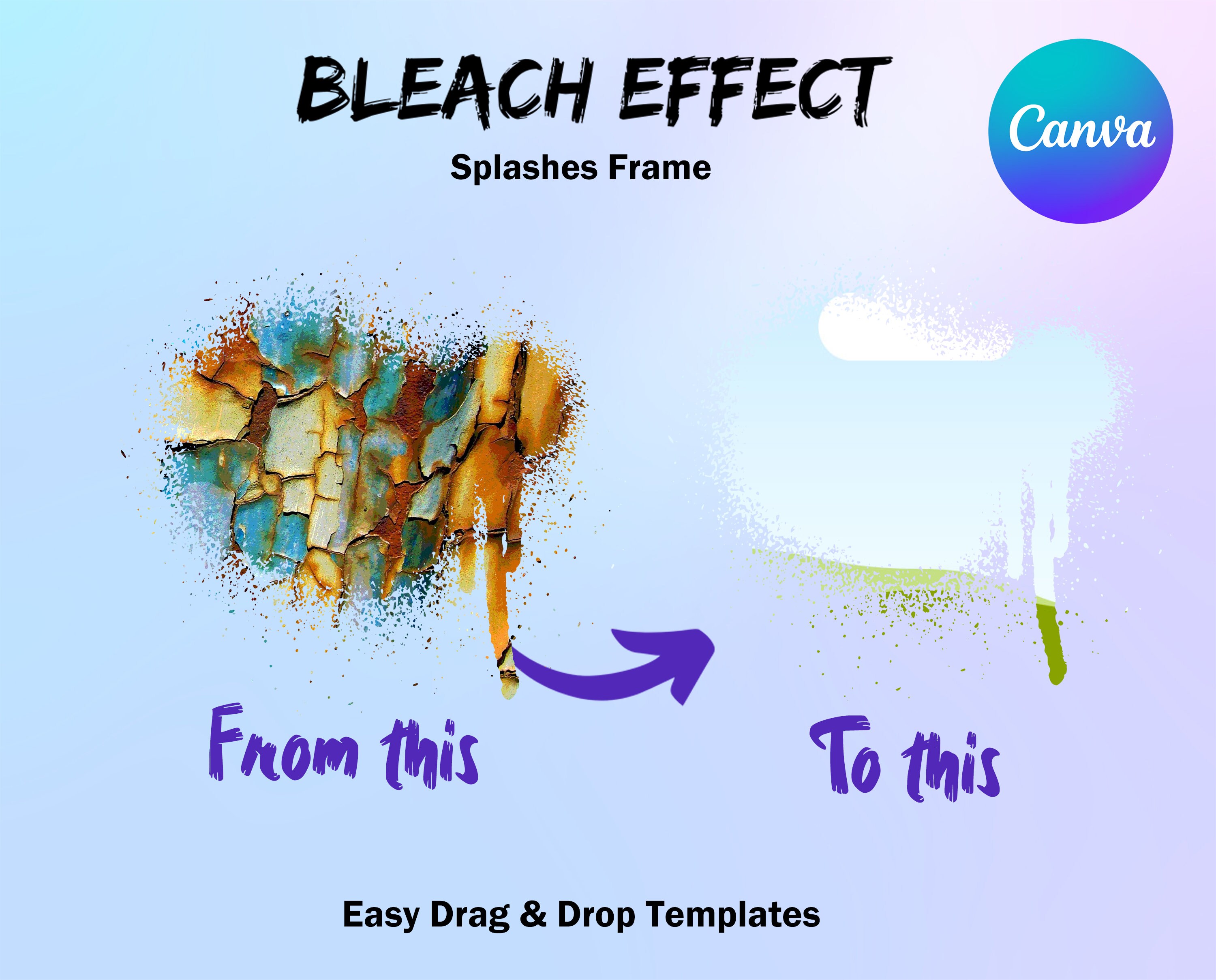 Canva Frame Template Splash Bleach Effect Brush Fill Your Own - Etsy