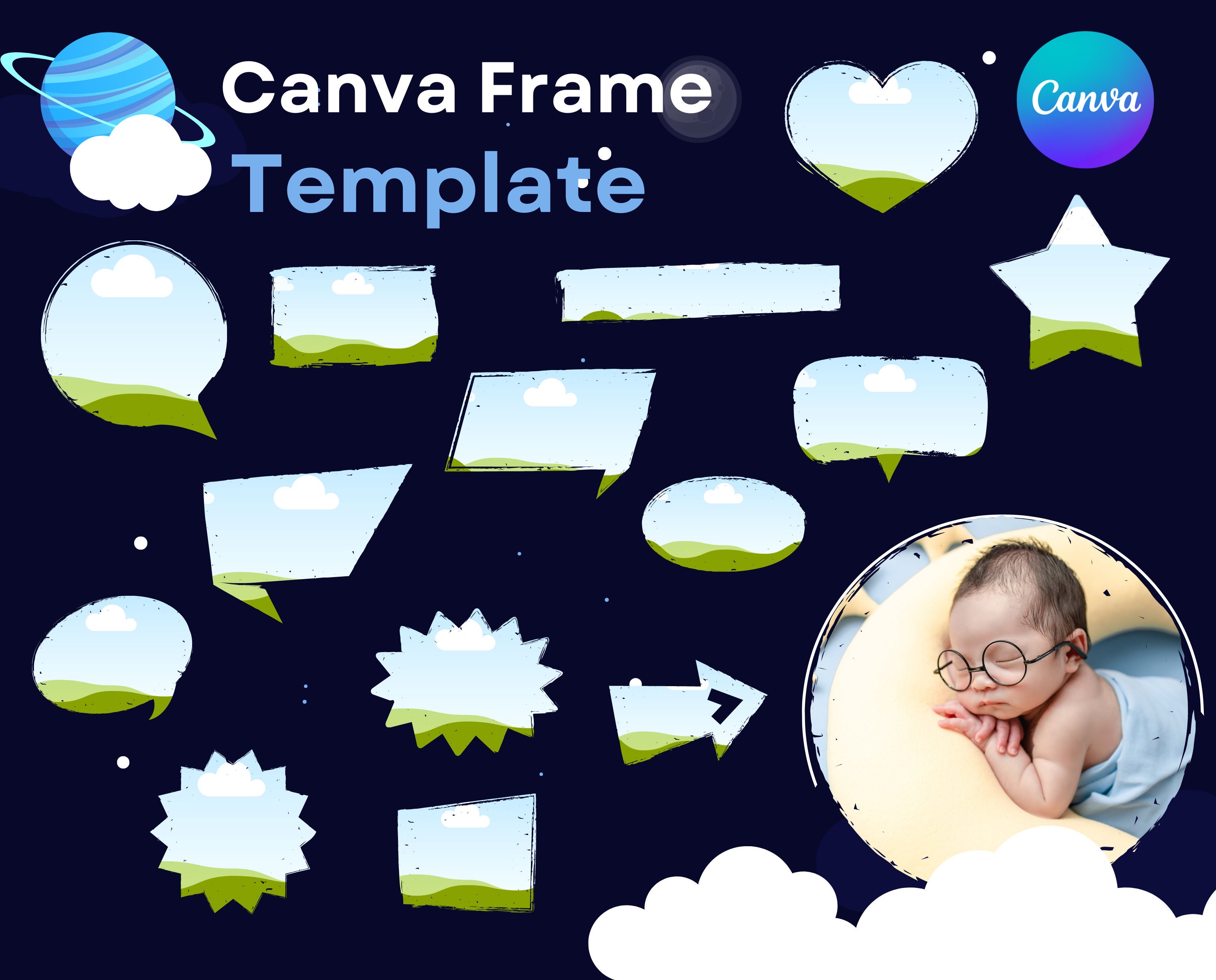 Text Box Canva Frame Template Photo Frame Easy Drag and Drop - Etsy