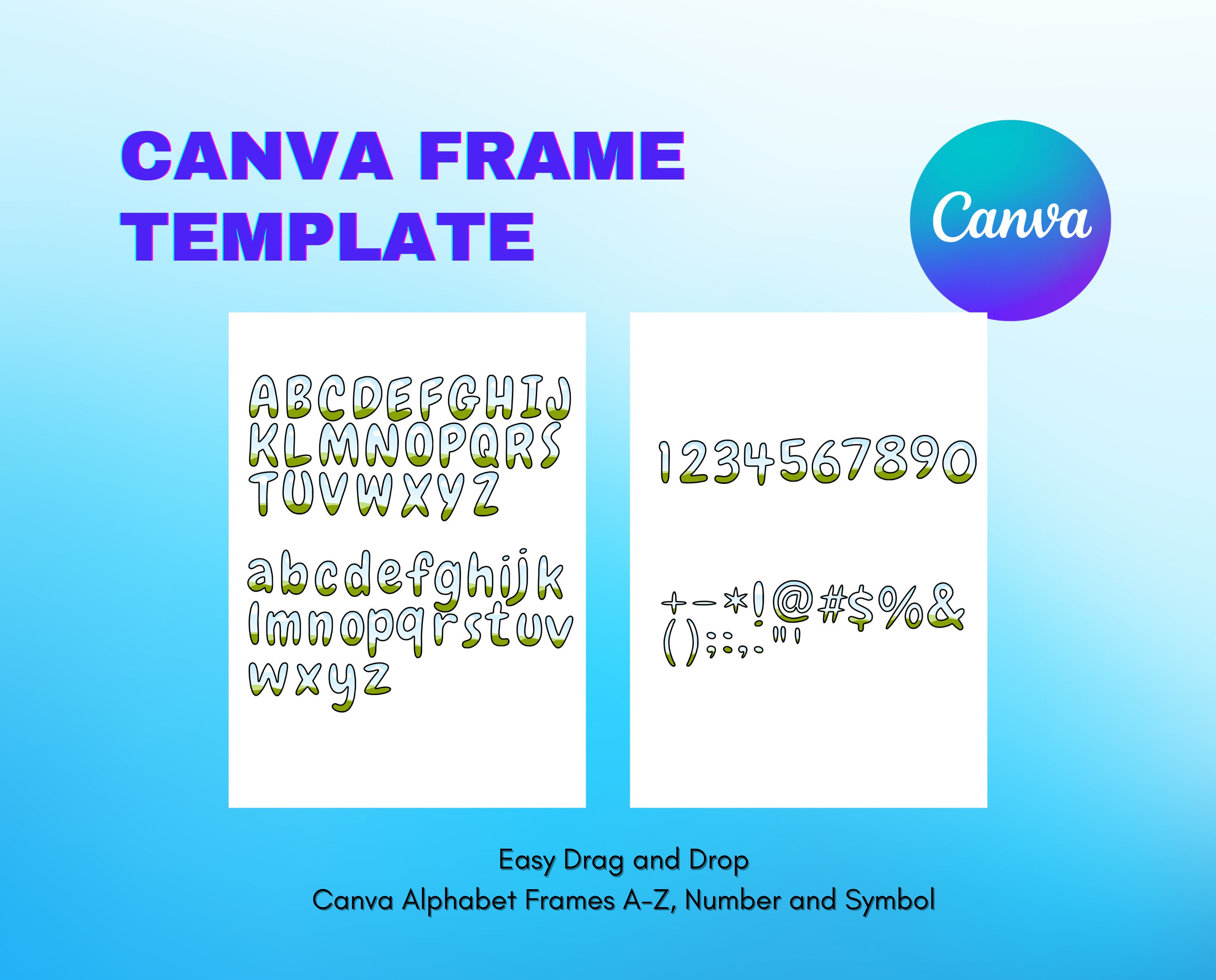 Canva Letter Frame Alphabet Template UPPERCASE and Number - Etsy