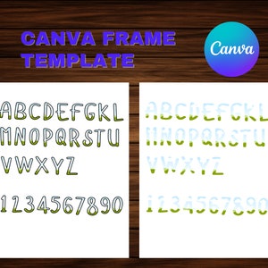 Canva Letters Frame Alphabet Template, UPPERCASE and Numbers, Editable ...