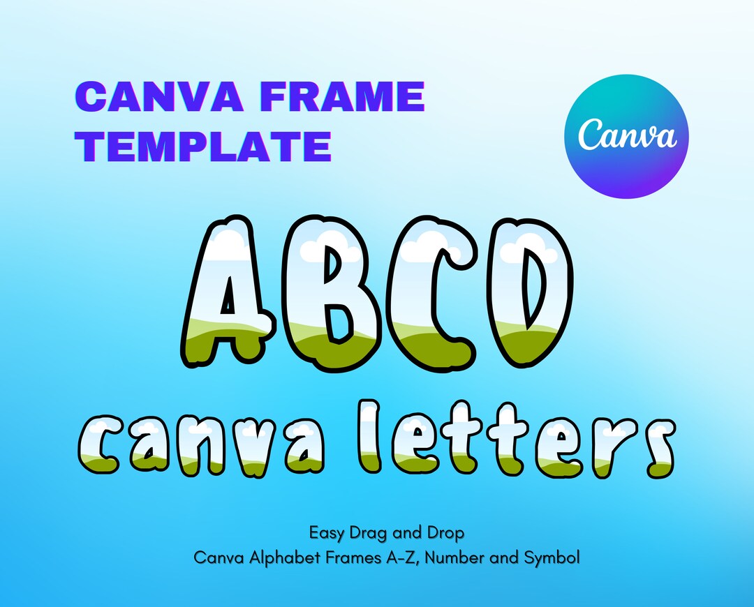 Frame Alphabet Template, UPPERCASE and Numbers, Editable Canva Letters ...
