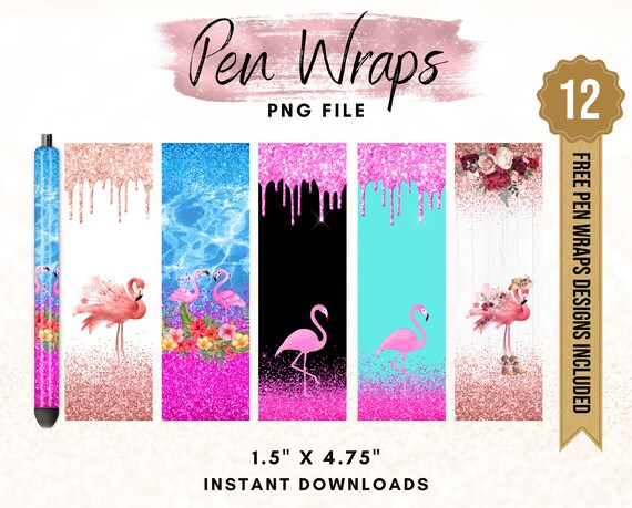 Flamingo Pen Wraps Flamingo Floral Pen Design Glitter - Etsy