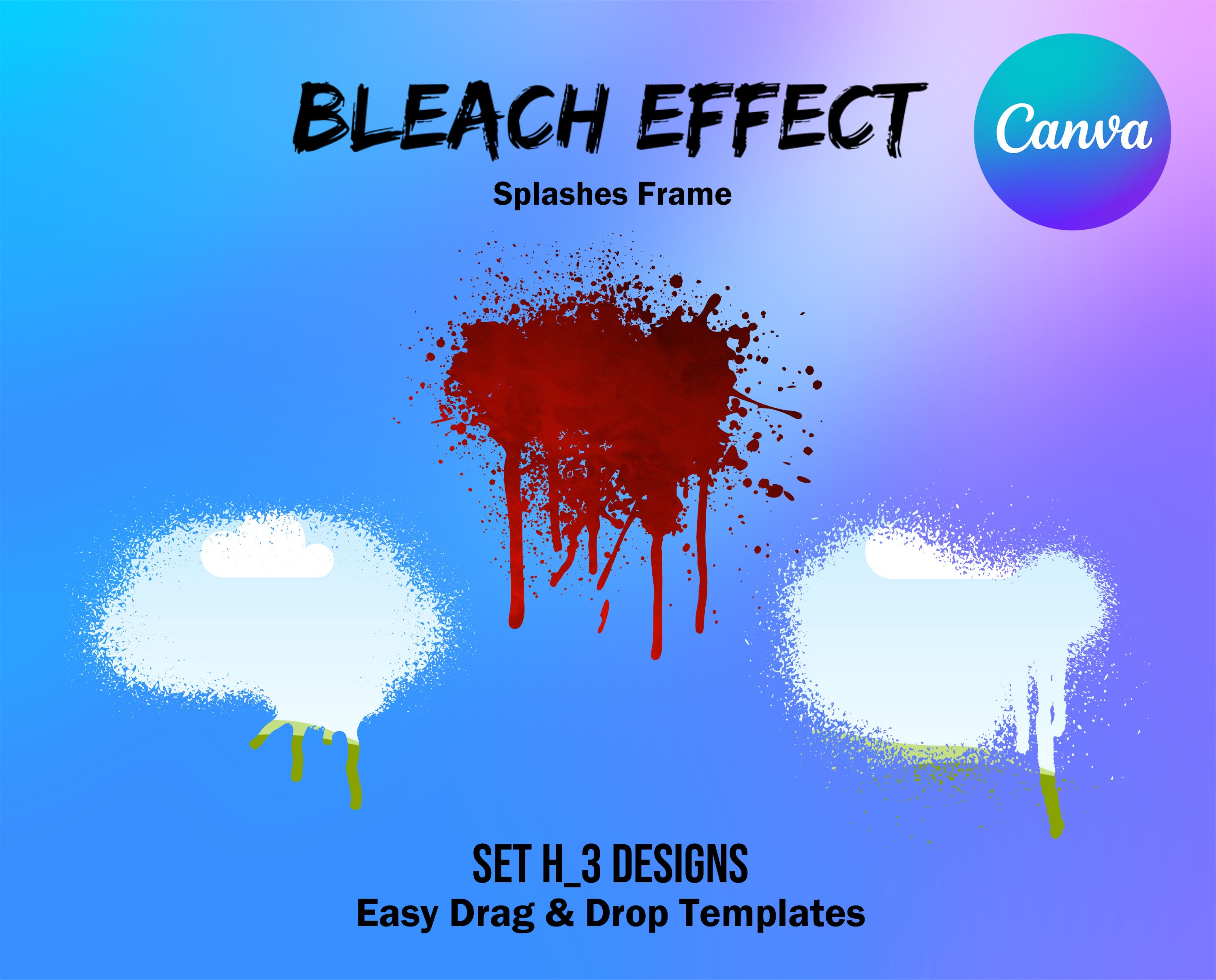 Canva Frame Template Splash Bleach Effect Brush Fill Your Own - Etsy
