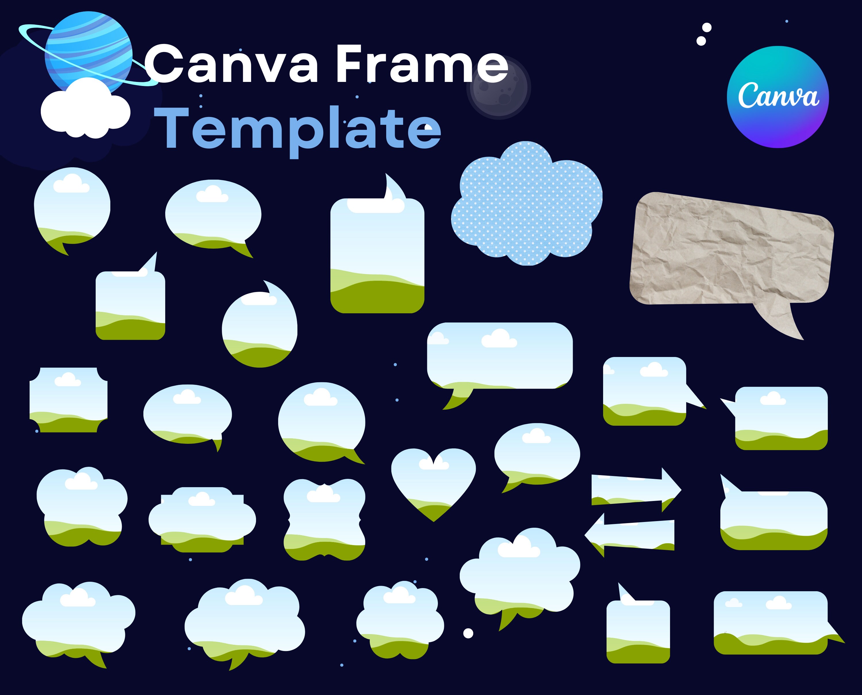 Text Box Canva Frame Template, Photo Frame Easy Drag and Drop, Custom ...