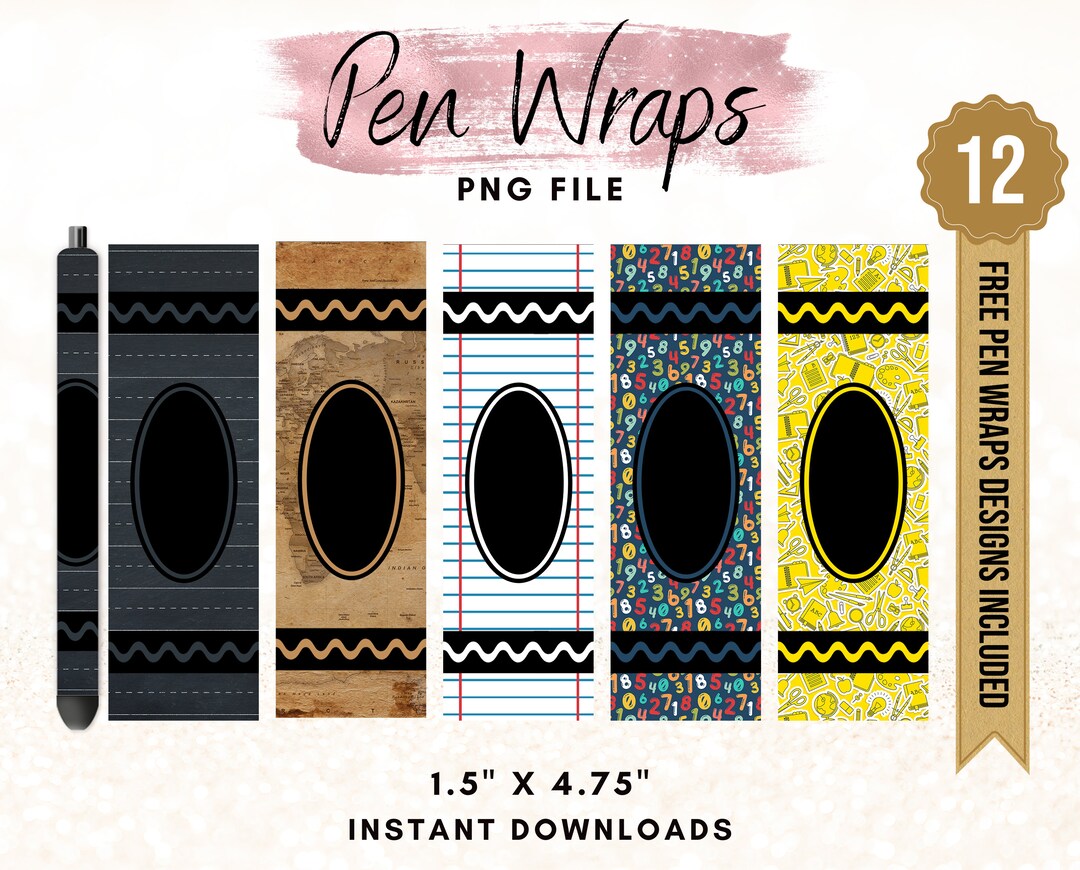 School Crayon Pen Wraps, Back to School Teacher Pen Wrap Design, School ...