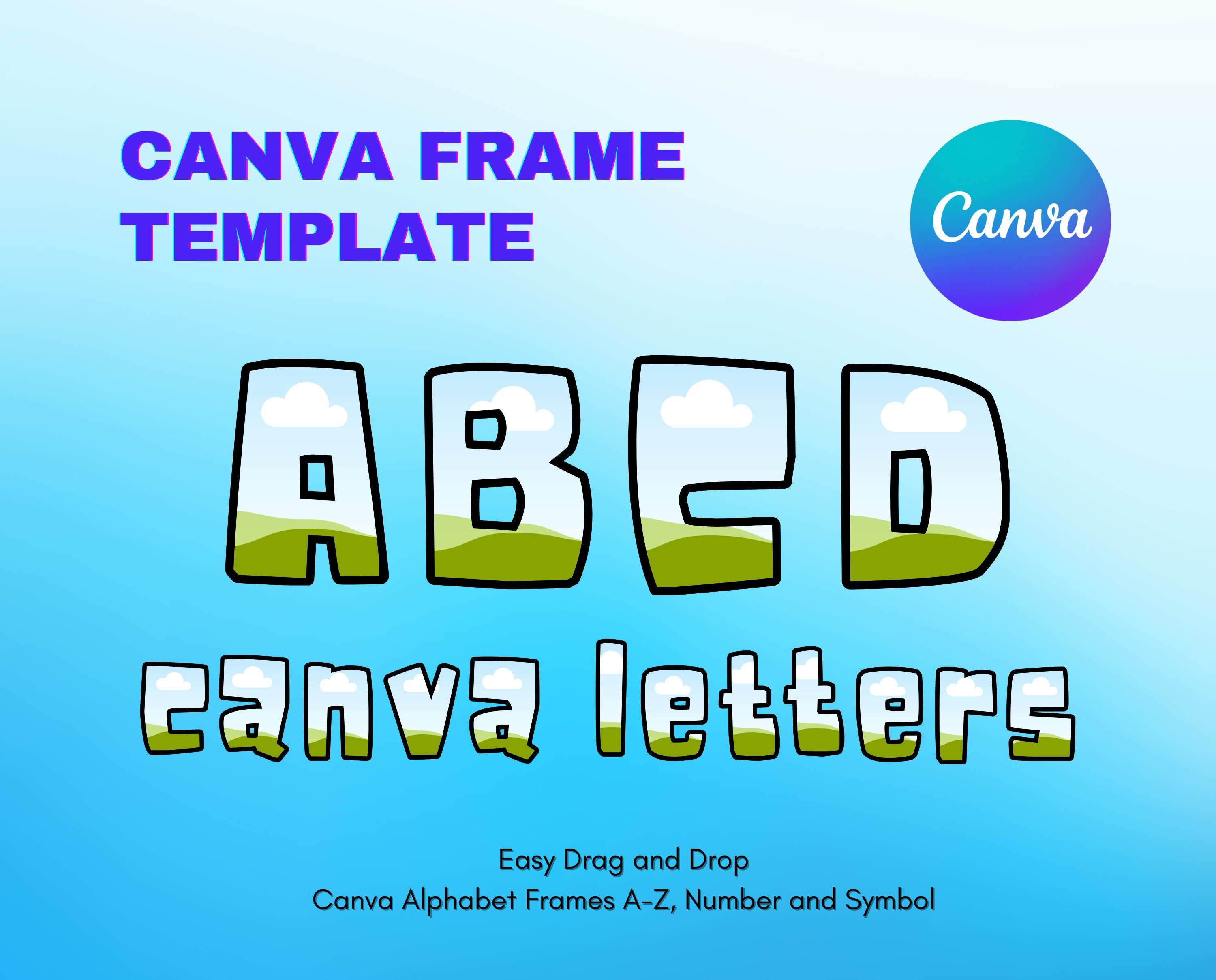 Canva Letters Frame Alphabet Template UPPERCASE and Numbers - Etsy