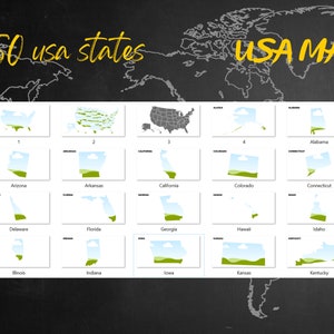 50 States of America USA MAP Canva Frame Template, Easy Drag and Drop ...