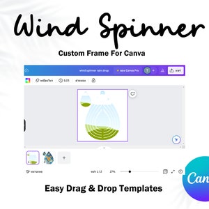 Rain Drop Wind Spinner Canva Frame Mockup Template Editable Easy Drag ...