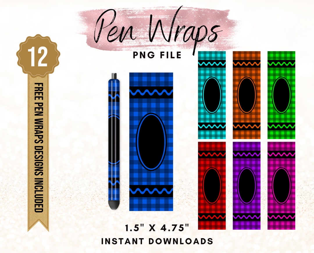 Gingham Crayon Pen Wraps, Back to School Teacher Pen Wrap, School Theme ...