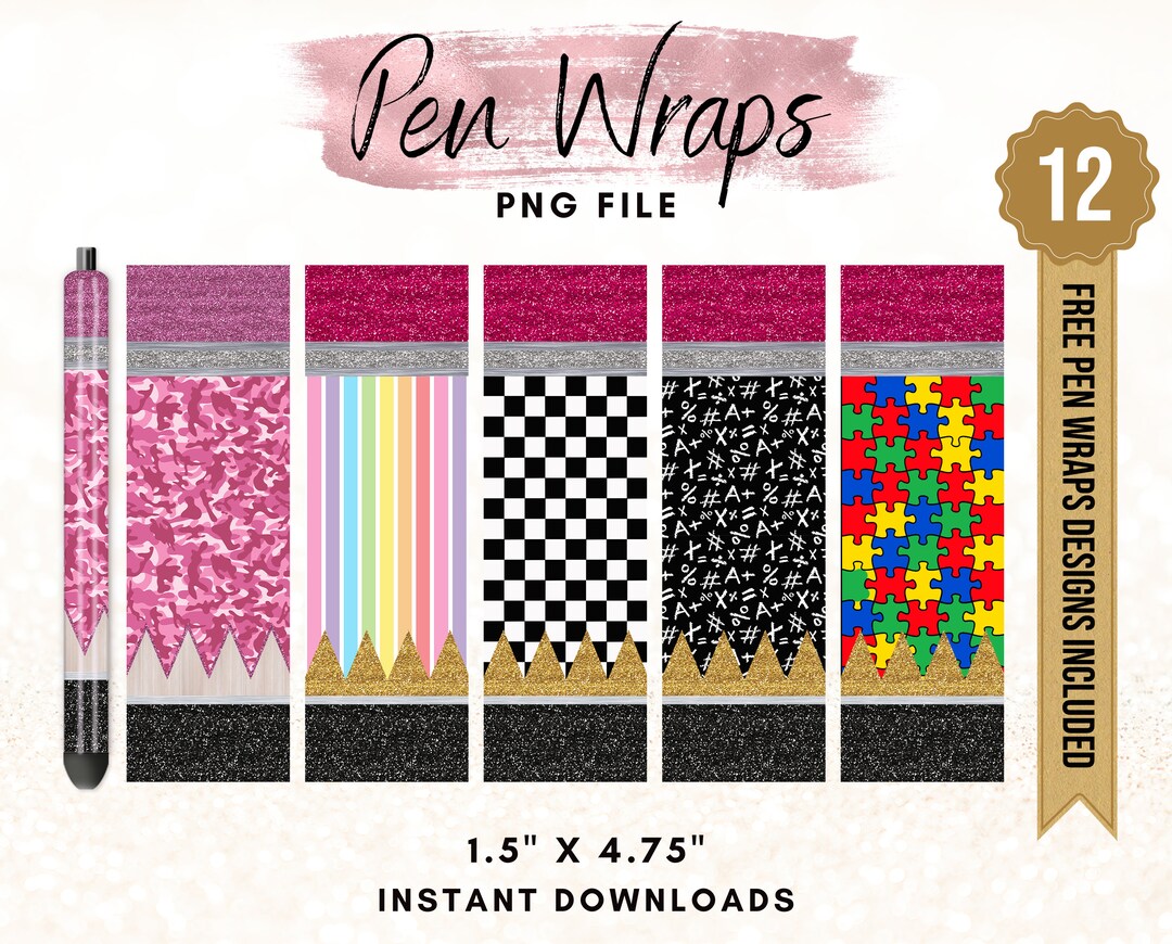 School Theme Pen Wraps, Back to School Pen Wrap Design, Teacher Pen ...