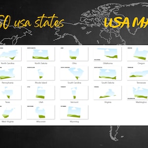 50 States of America USA MAP Canva Frame Template, Easy Drag and Drop ...