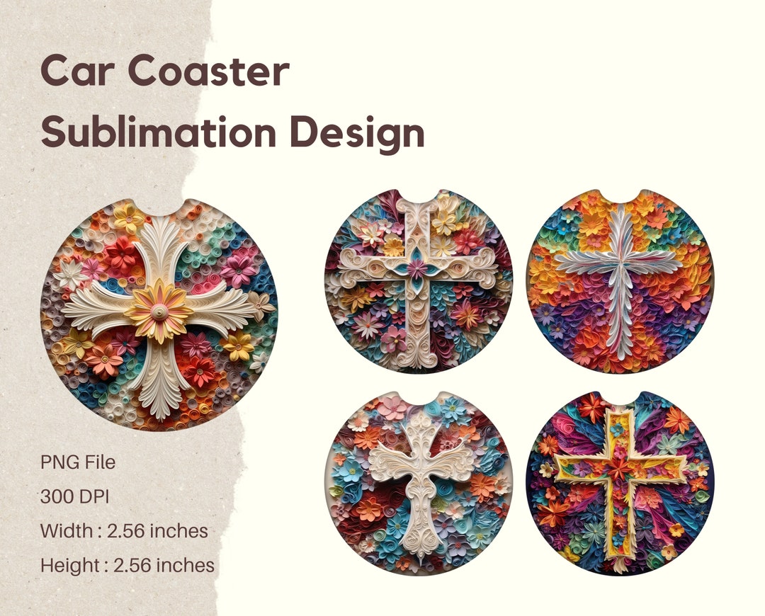 3D Jesus Cross Flower Quilling Car Coasters Template Set - Etsy