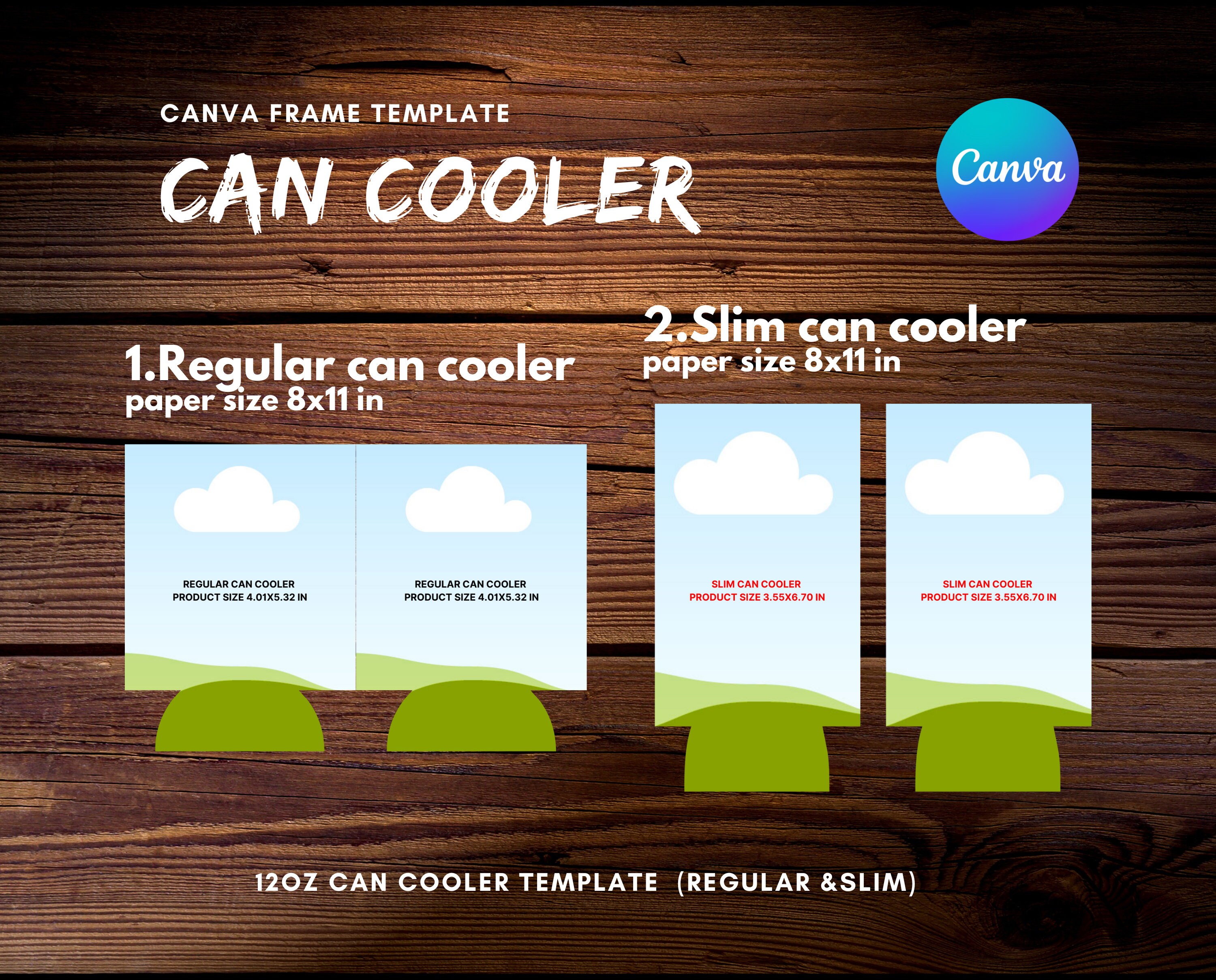 Can Cooler Canva Frame Template, Beer Cooler Design Template, Easy Drag ...