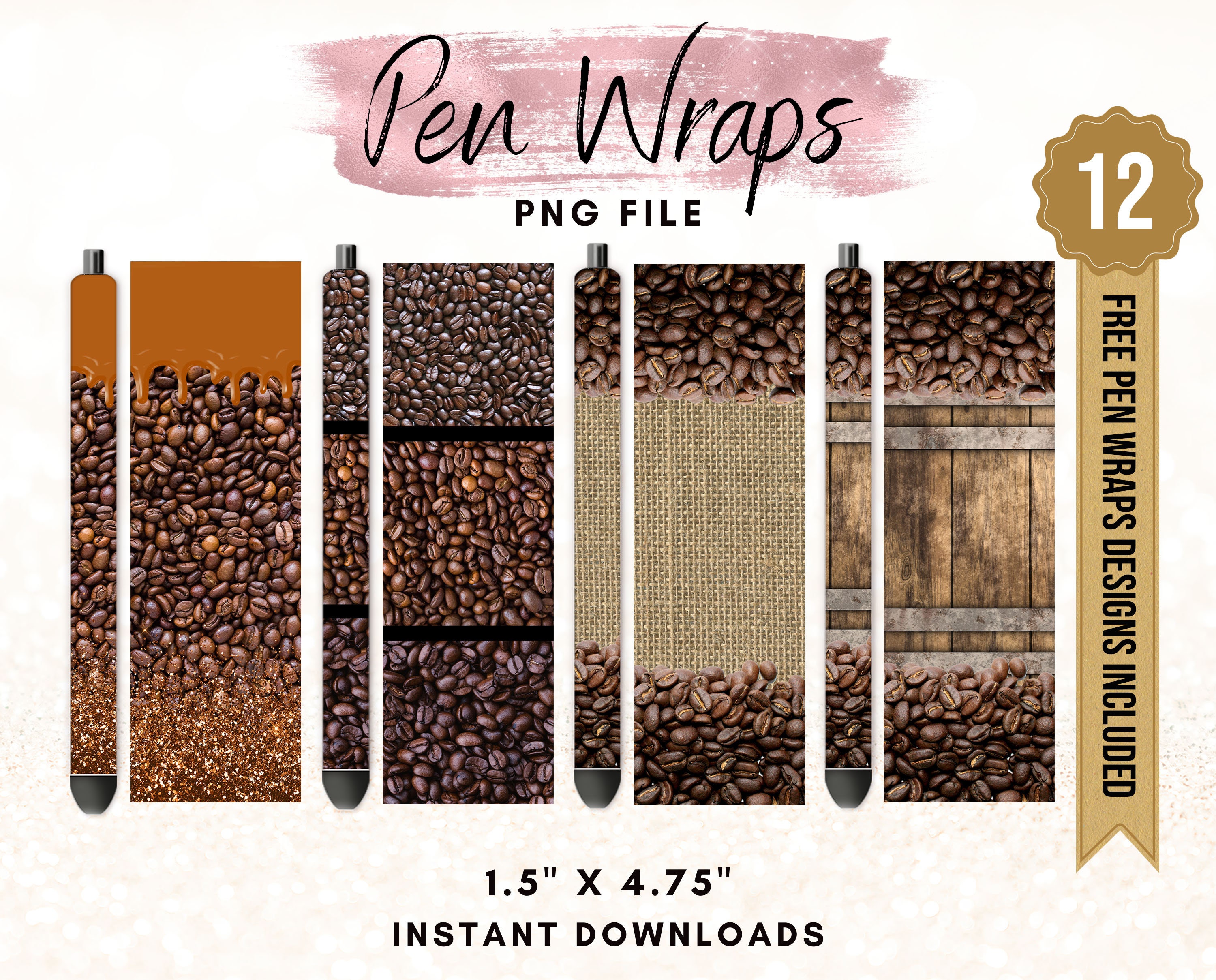 Coffee Beans Pen Wraps Coffee Pen Design Printable - Etsy