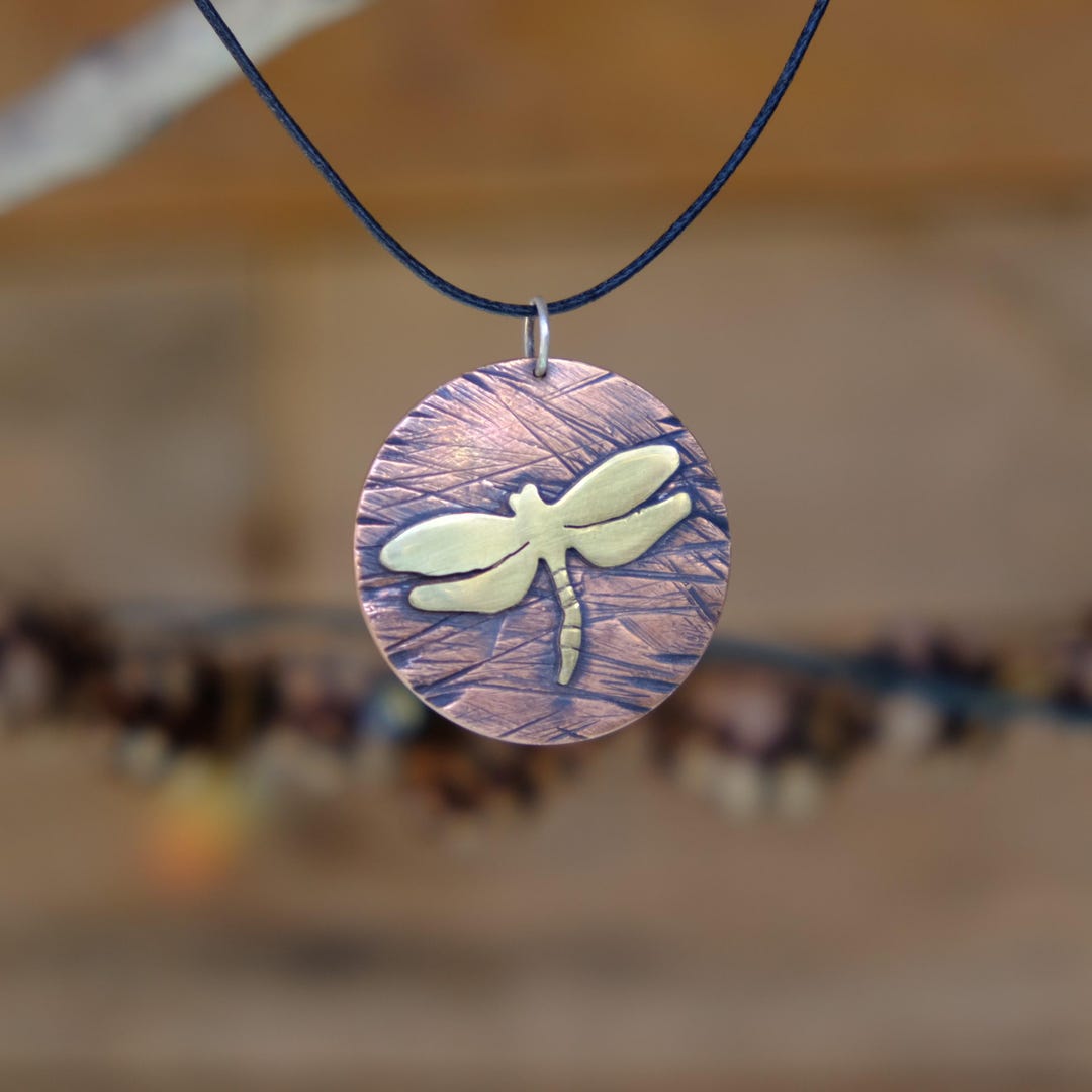 Dragonfly Copper Coin Pendant - Handcrafted - Etsy
