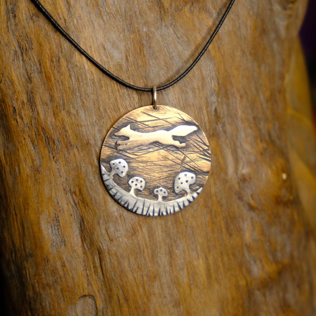 Leaping Silver Fox Copper Coin Pendant - Handcrafted - Etsy