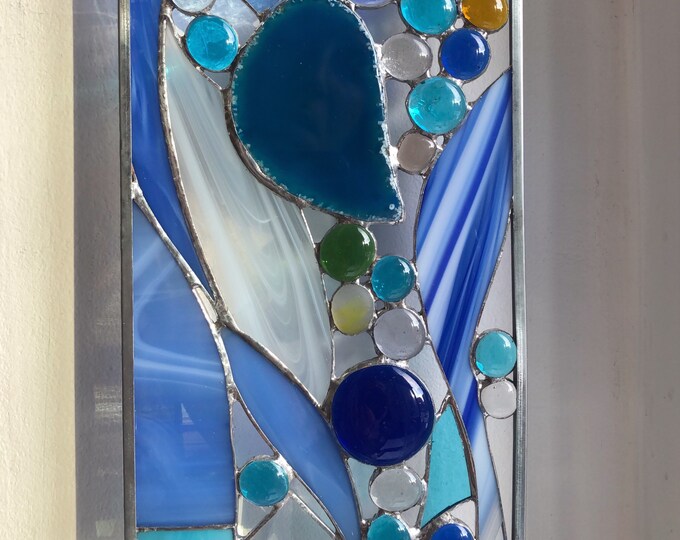 Stained Glass Strip - Blue Suncatcher - Etsy