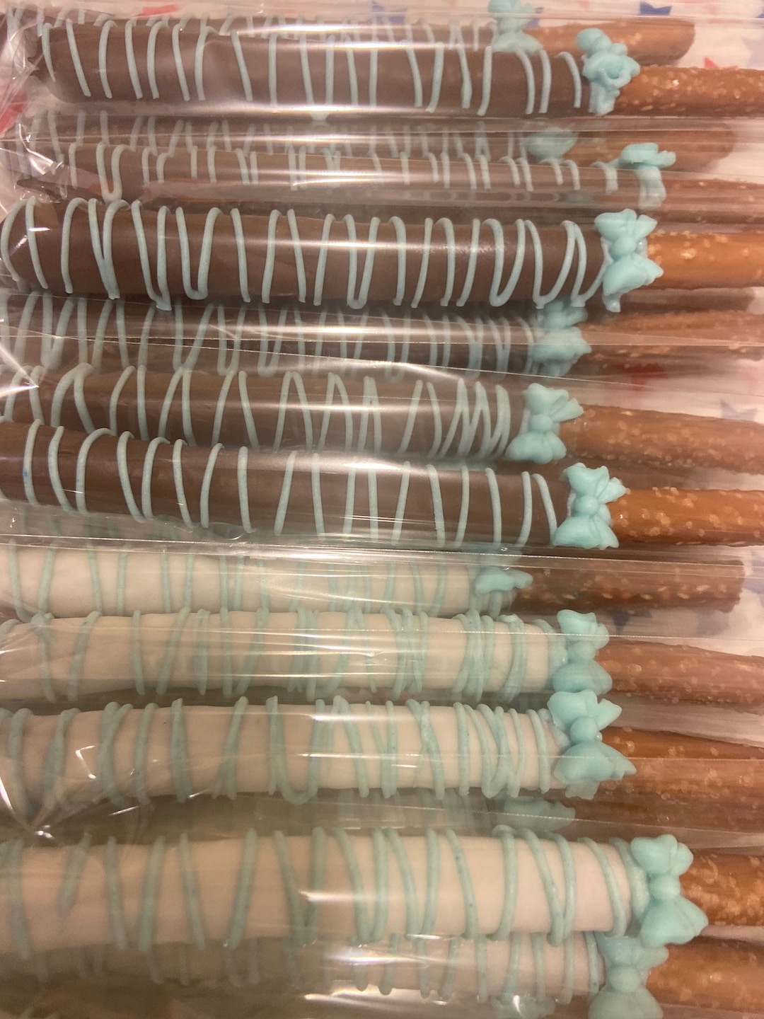 Baby Blue Mix Chocolate Covered Pretzels 12 Rods - Etsy