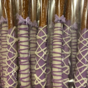 12 Chocolate Covered Pretzel Designed Purple Themed - Etsy