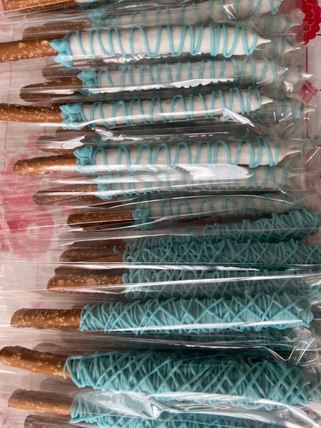 Baby Blue Chocolate Covered Pretzels 12 Rods - Etsy