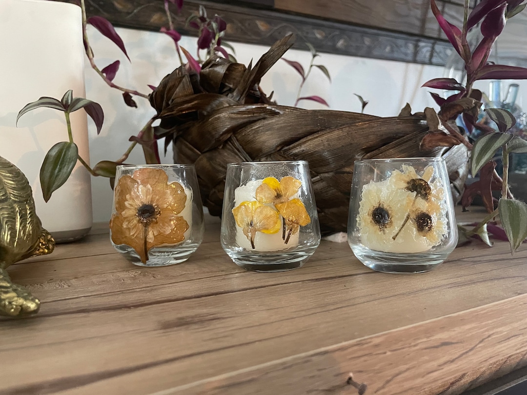 Pressed Flower Tea Lights - Etsy