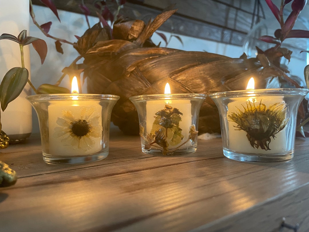 Pressed Flower Tea Lights - Etsy