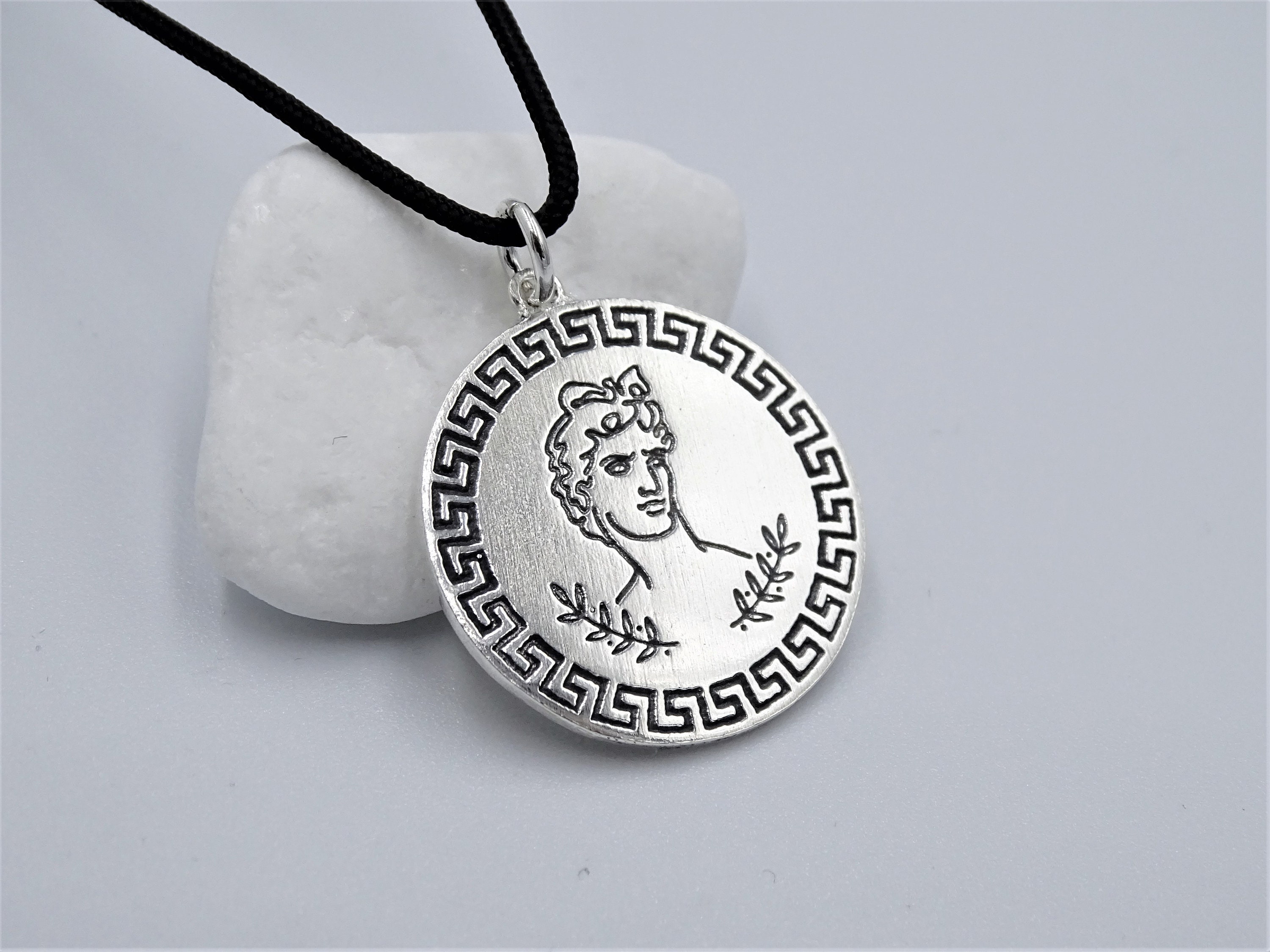 God Apollo Ancient Greek Silver Pendant, Greek God Necklace, God of ...