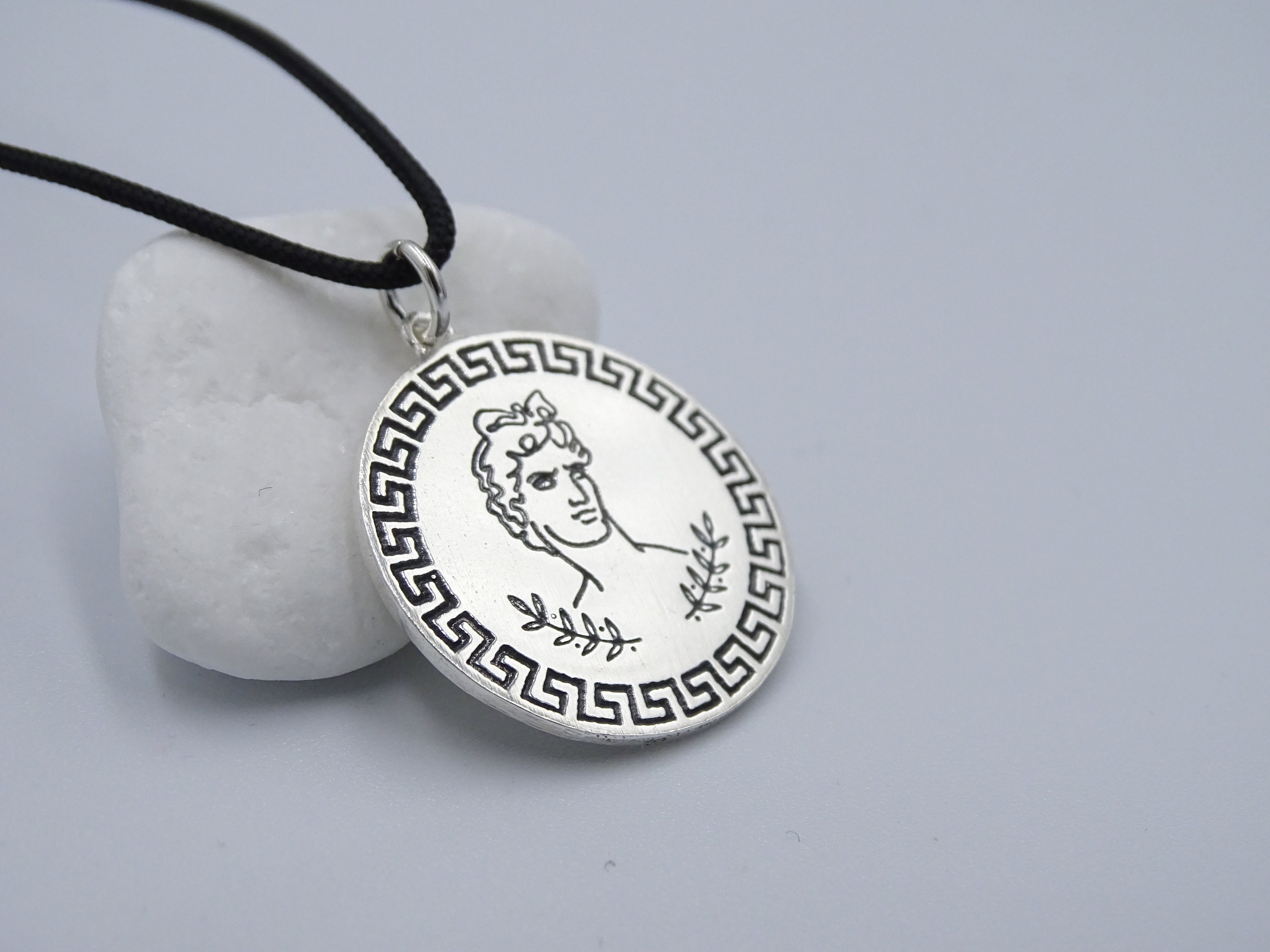 God Apollo Ancient Greek Silver Pendant Greek God Necklace - Etsy