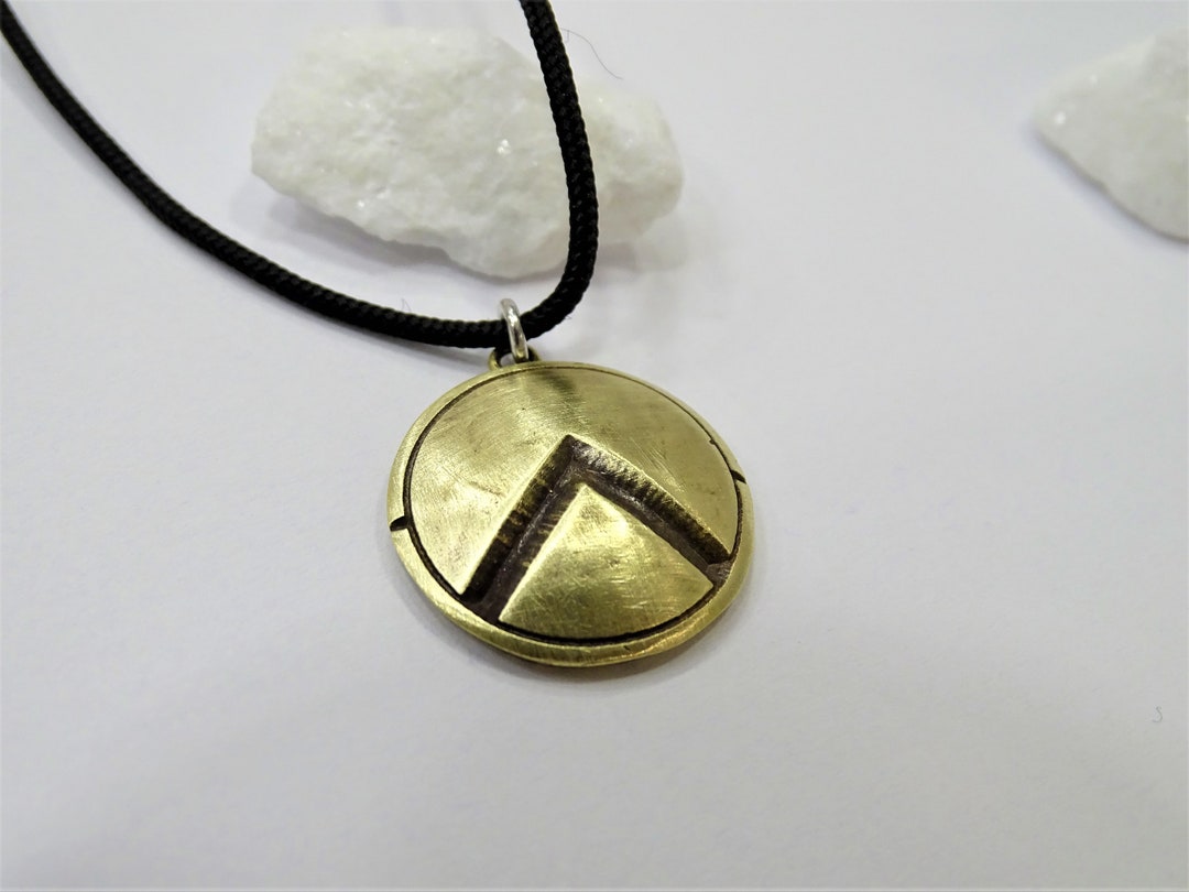 Spartan Shield Λ Symbol Curved Pendant, Ancient Greek Necklace ...
