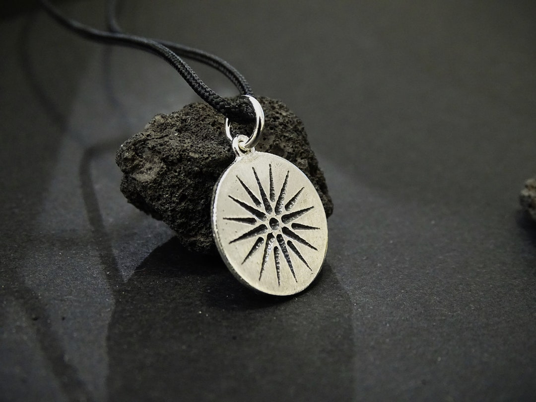 Sun Disc Necklace, Sterling Silver Macedonian Sun Pendant, Star of ...