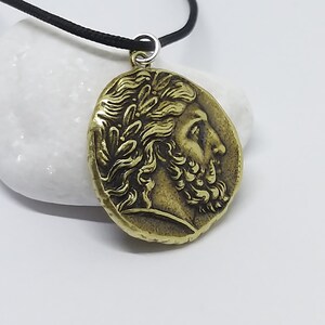 Zeus Coin Pendant Necklace, Ancient Greek God Jewelry, Bronze Zeus ...
