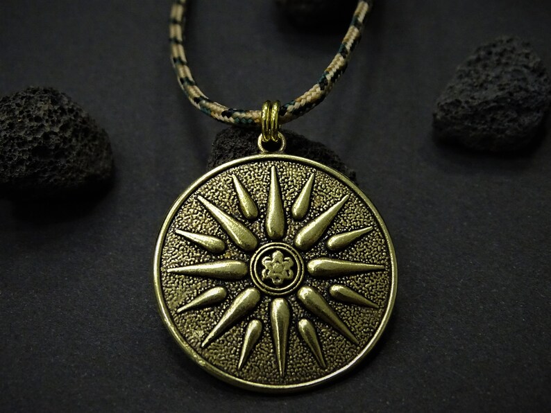 Big Sun Disc Necklace Macedonian Sun Pendant Star of - Etsy
