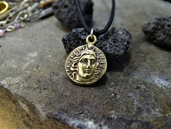 Helios Coin Pendant Greek Coin Necklace Lucky Greece Bronze - Etsy