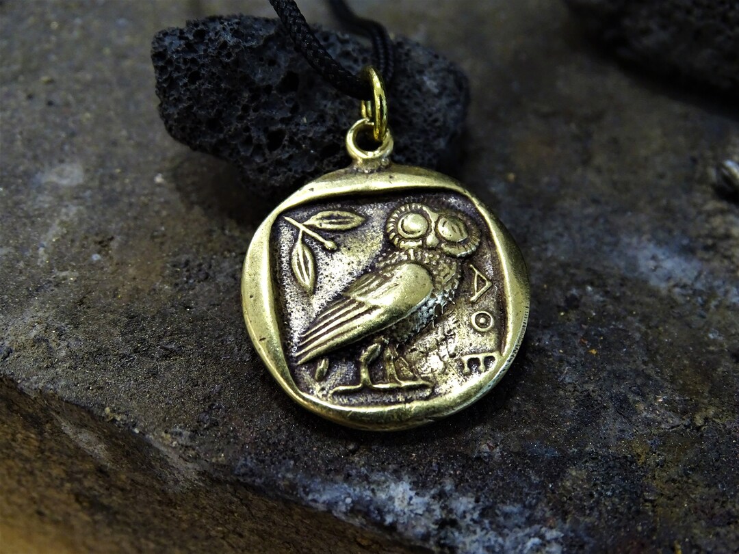 Owl Antique Bronze Greek Coin Pendant, Athens Drachma Coin, Athens ...