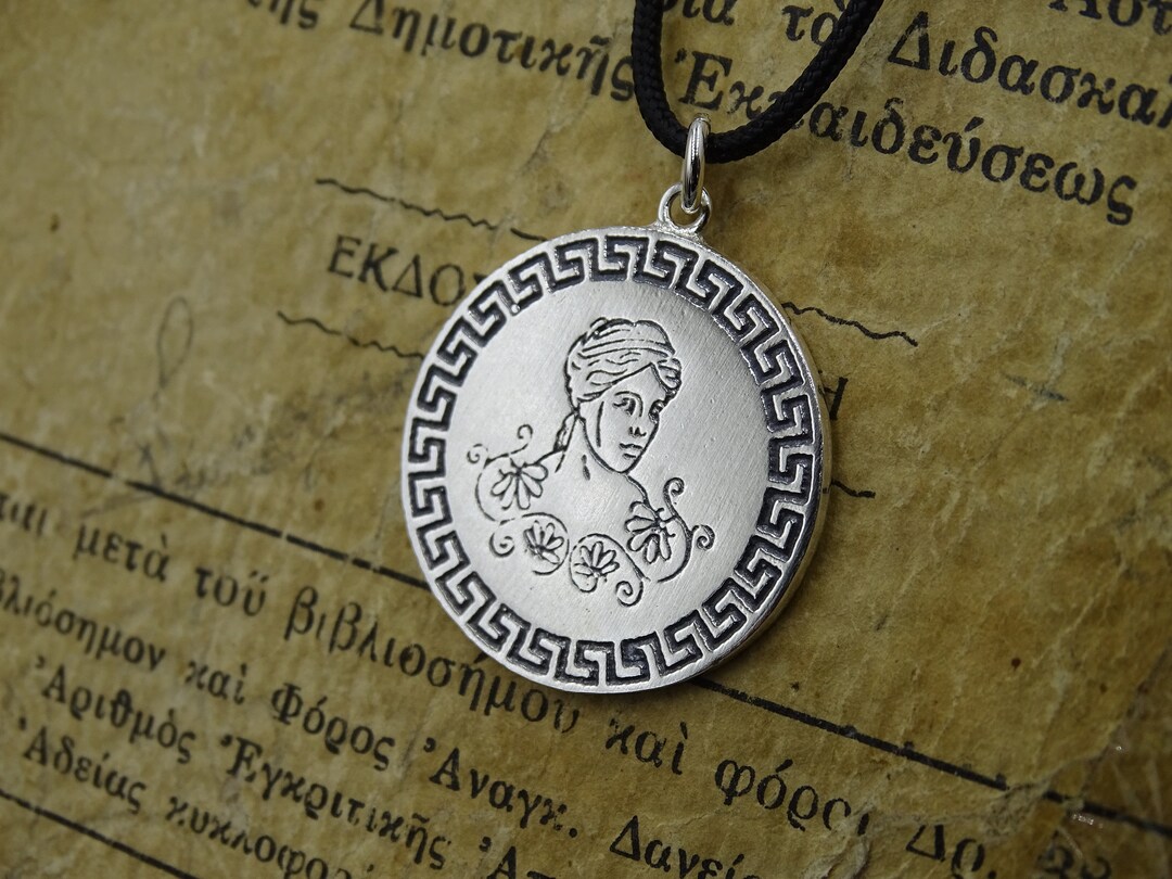 Ancient Greek Aphrodite Coin Pendant, Sterling Silver Venus Necklace ...