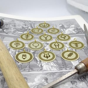 Greek Gods and Goddess Symbol Pendant, Custom Greek Jewelry Brass Charm ...