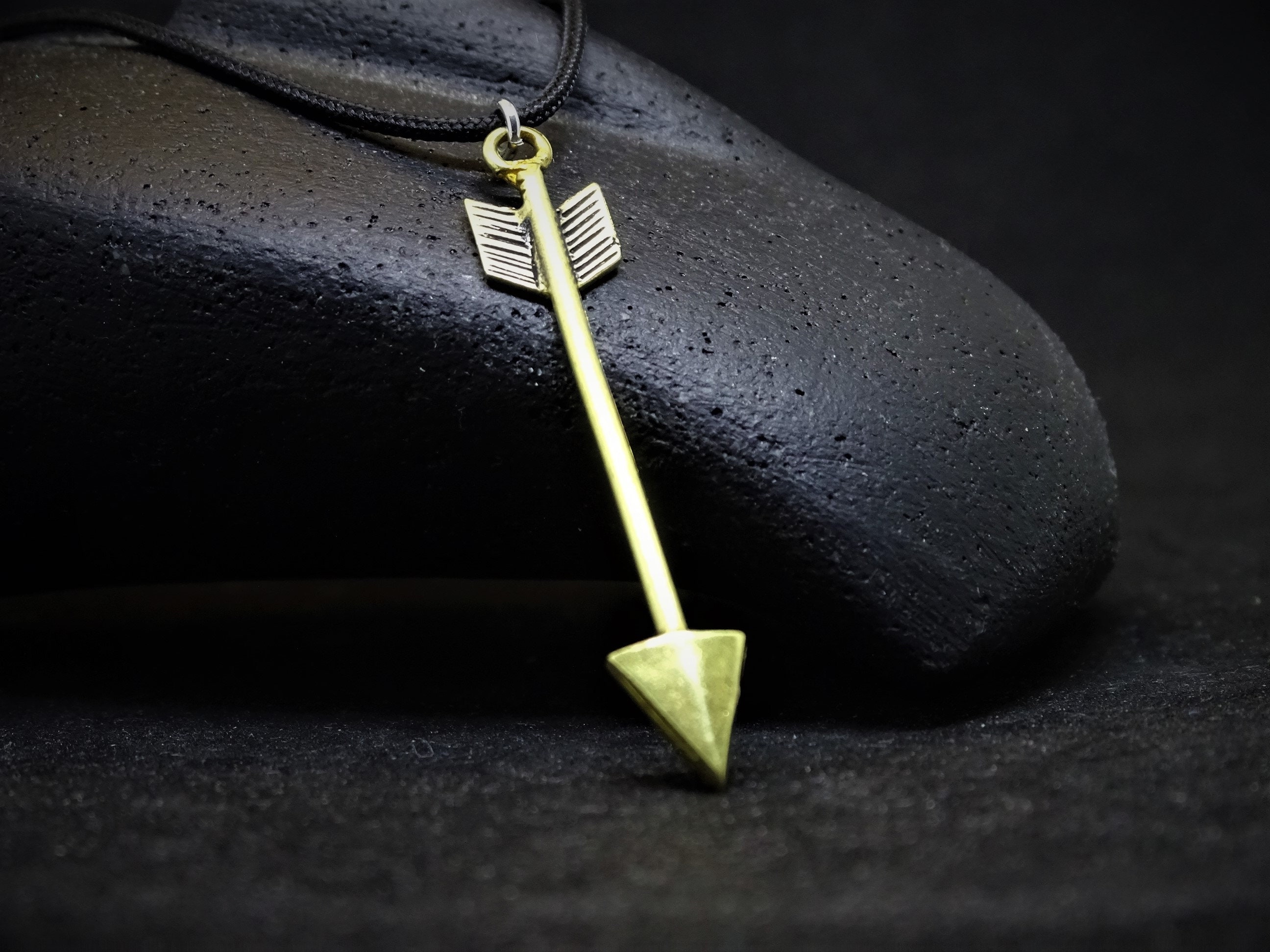 Large Arrow Pendant Necklace, Archer Pendant, Antique Bronze Arrow ...