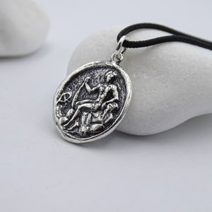 Zeus Lycaeus and God Pan Silver Coin Pendant Necklace, Arcadian Coin ...