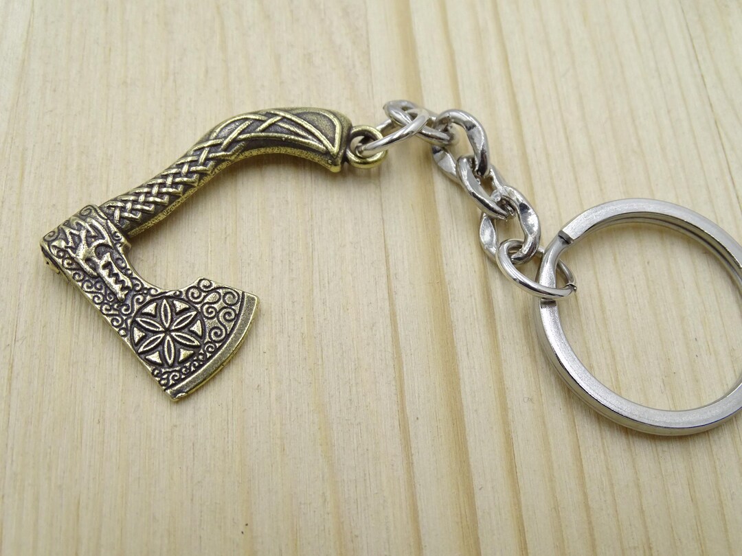 Wolf Vikings Big Bronze Axe Keyring or Pendant, Powerful Warrior Axe ...