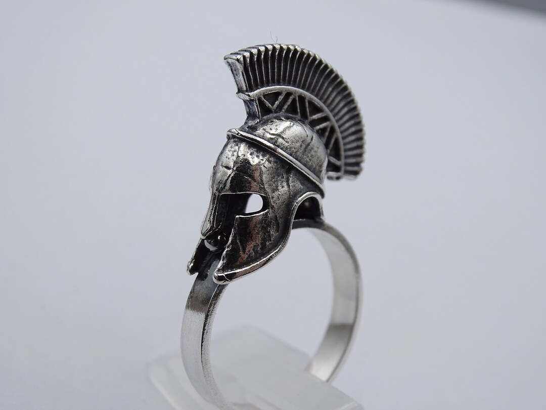 Handmade Greek Spartan Warrior Helmet Silver Band Ring, Greek Hoplite ...
