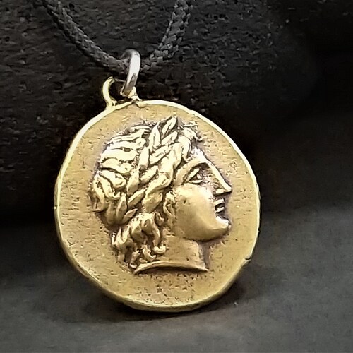God Apollo Ancient Greek Coin Pendant Necklace Greek Gouri - Etsy