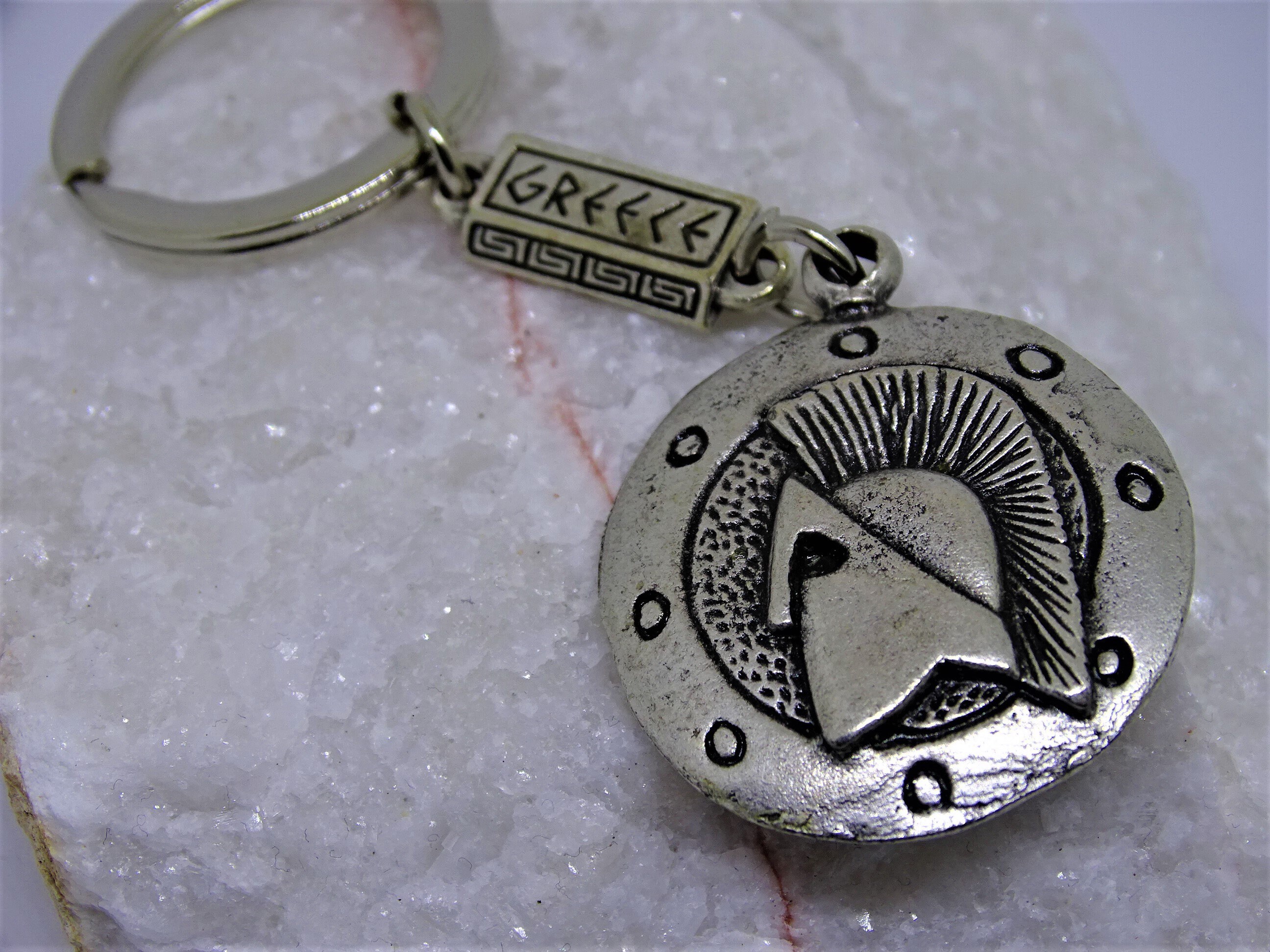 Spartan Helmet Keychain Greek Helmet Handcrafted From Solid - Etsy