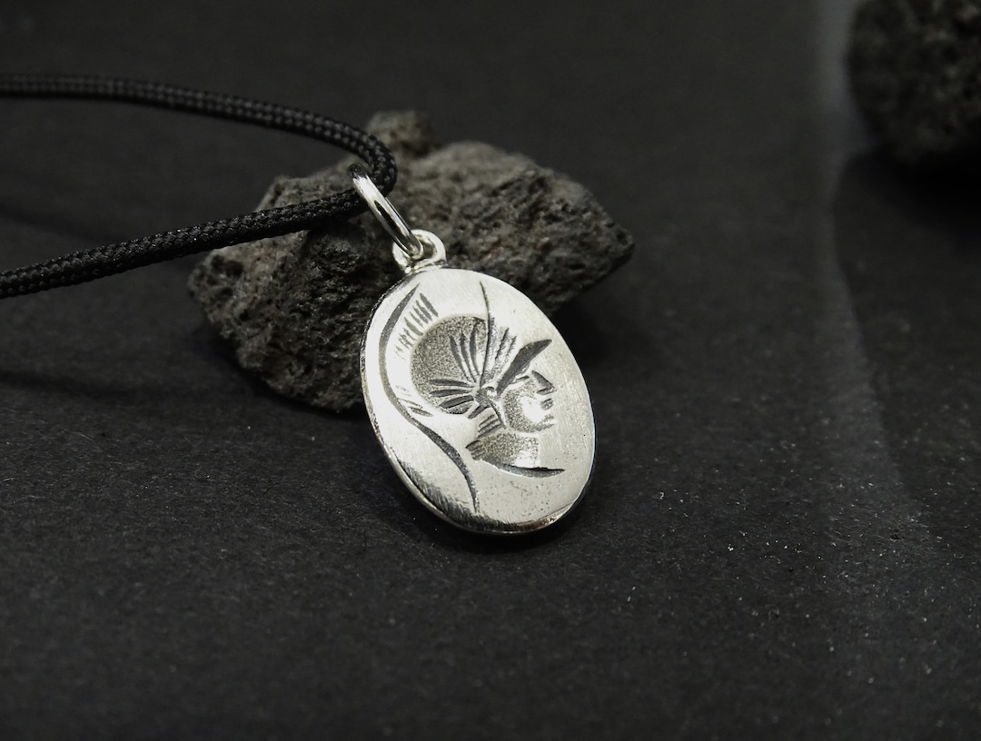 Little Hand Engraved Athena Silver Pendant, Goddess Athena Necklace ...