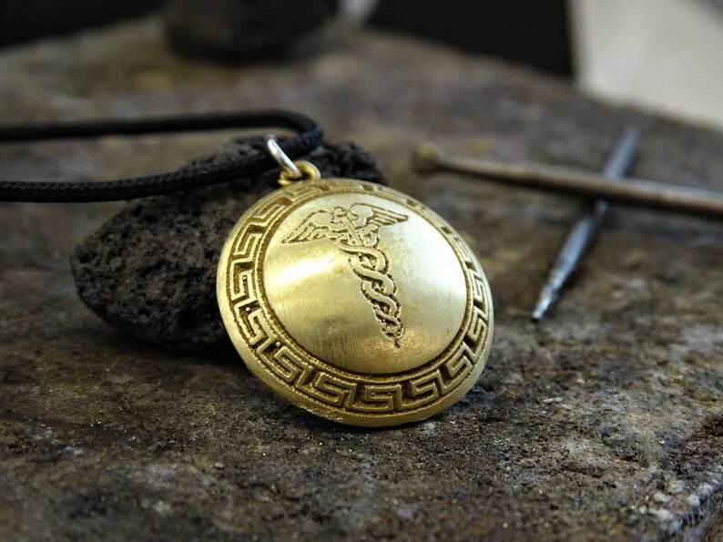 Caduceus Curved Pendant Medical Symbol Bronze Caduceus - Etsy