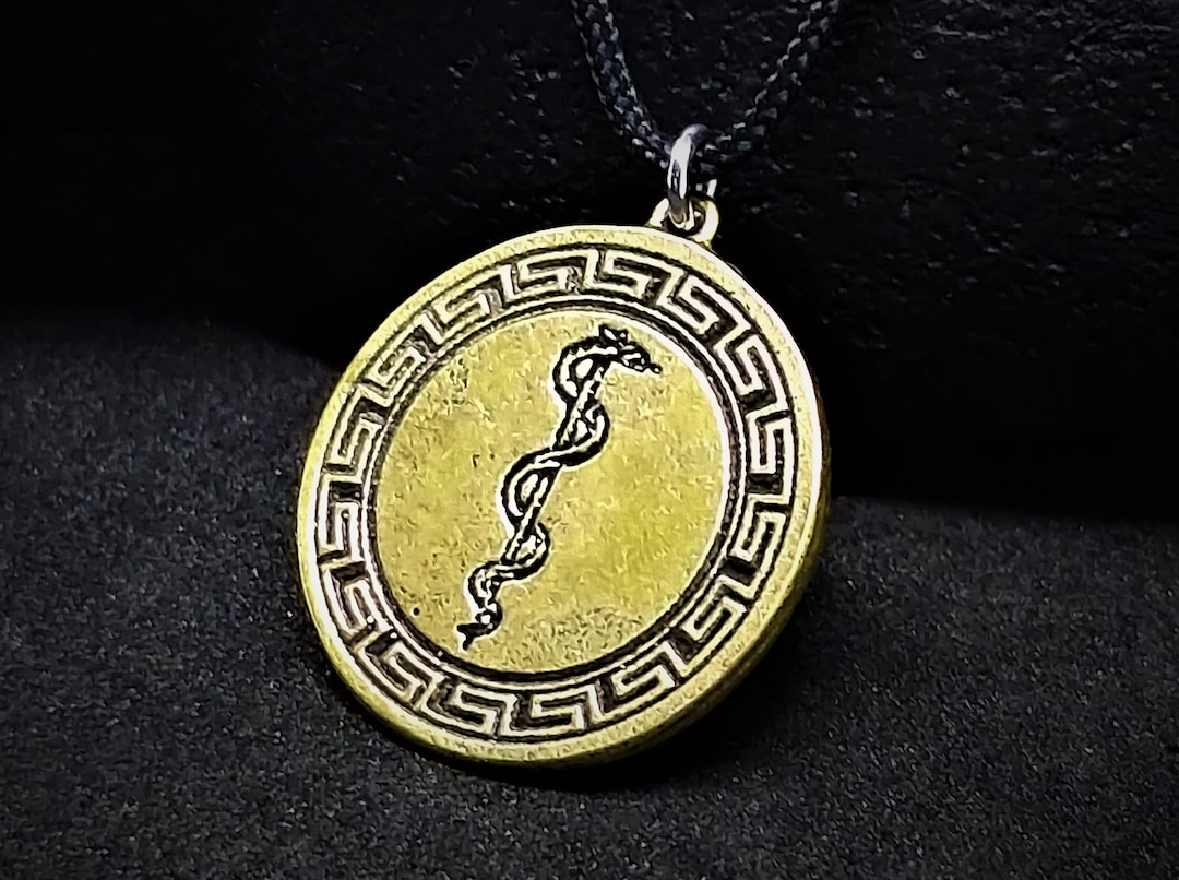 Bronze Snake Pendant, Rod of Asclepius, Asclepius Pendant, Hepius ...