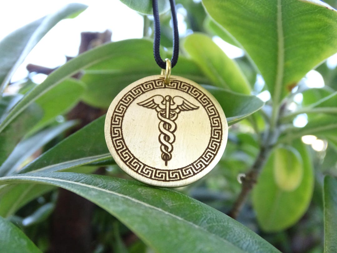Caduceus Mercury Hermes Brass Symbol Pendant, Hand Made Medical Snake ...