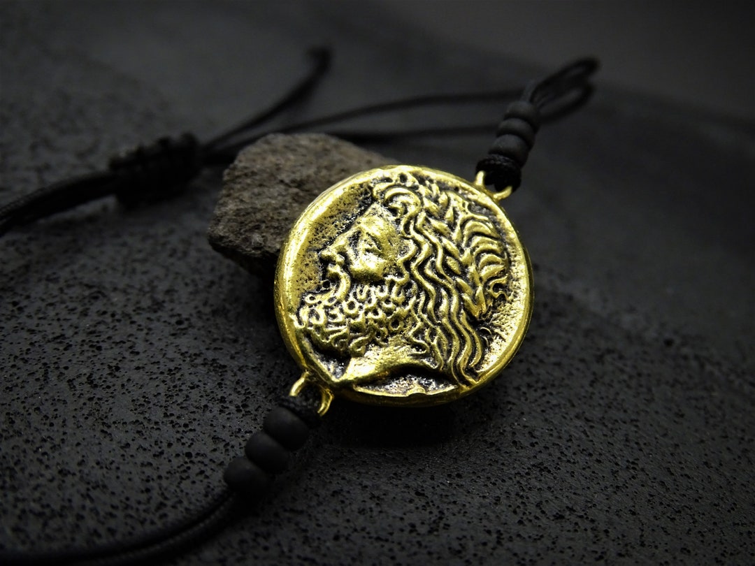 Zeus and Pan Corded Bracelet, God Zeus Coin Bracelet, King of Gods ...