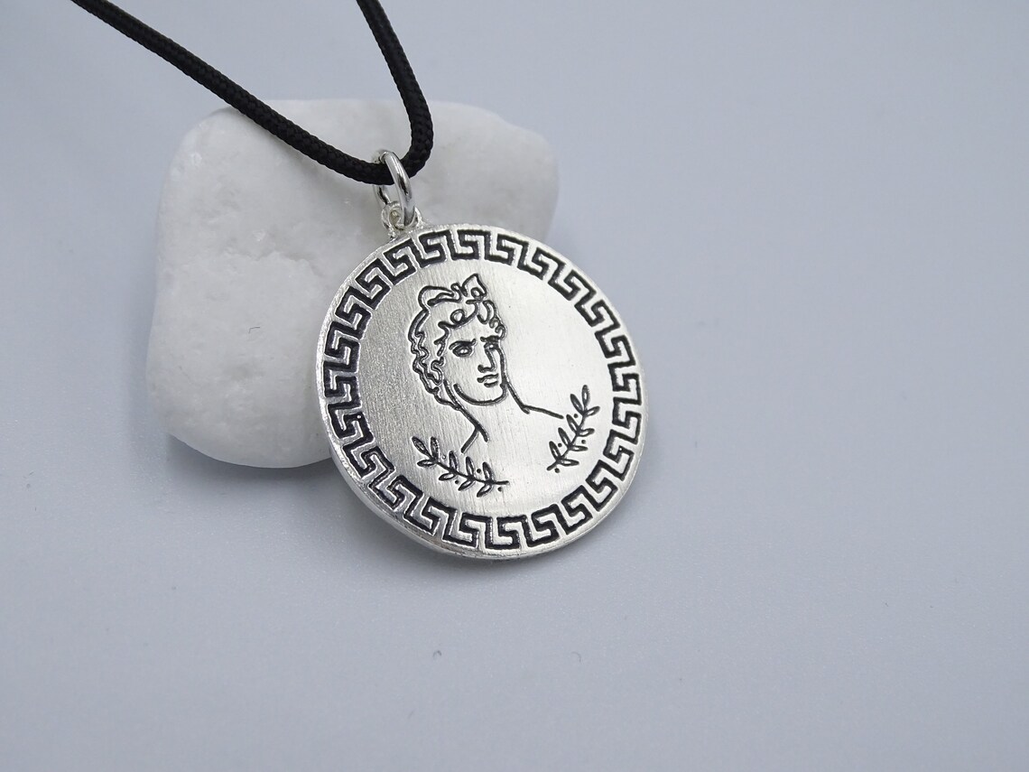 God Apollo Ancient Greek Silver Pendant Greek God Necklace - Etsy