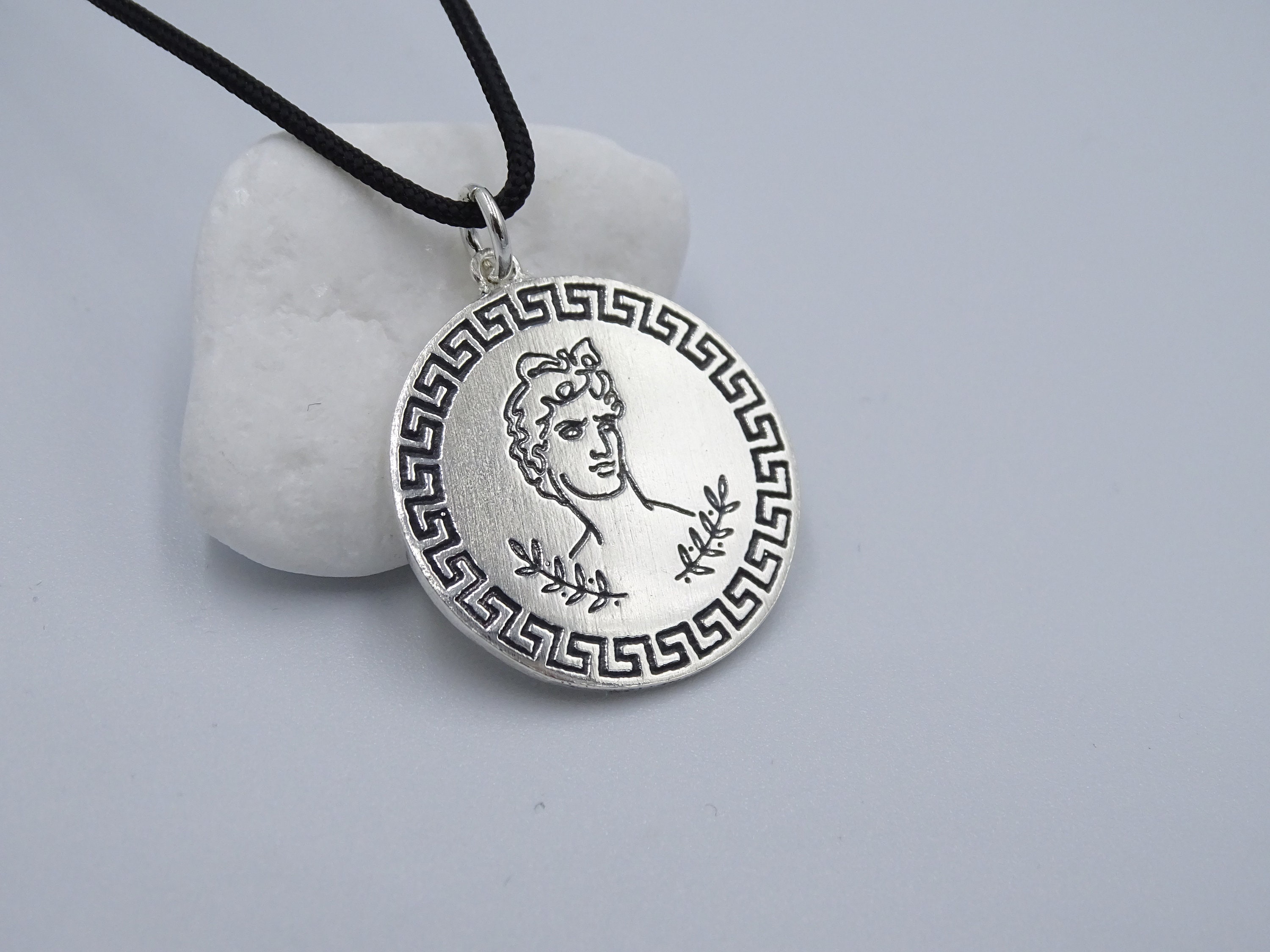 God Apollo Ancient Greek Silver Pendant Greek God Necklace - Etsy